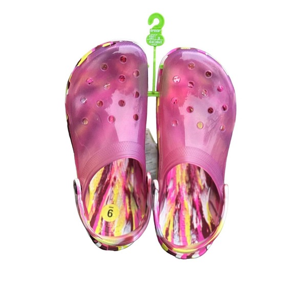 CROCS | Shoes | Crocs Menswomens Classic Pink Translucent Marbled Clogs ...